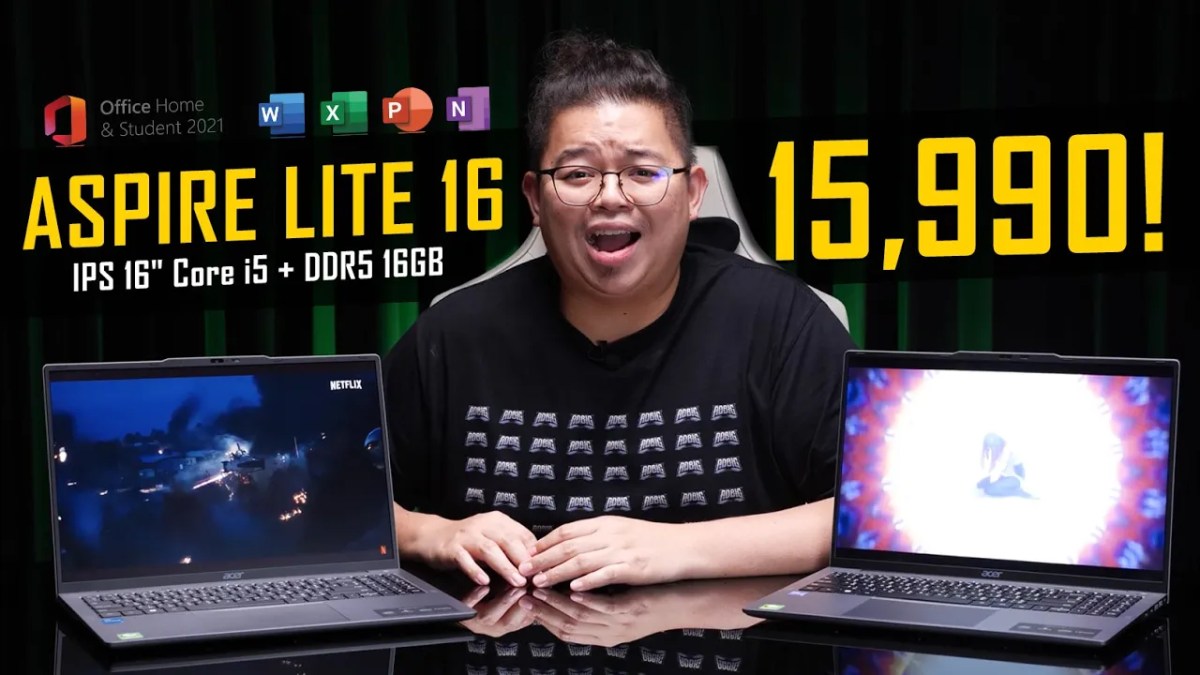 Acer จัดหนัก 15,990 ได้โน้ตบุ๊คจอ IPS 16″ Core i5 + DDR5 16GB เล่นเกม+ทำงาน l Aspire Lite 16 – ADBIG